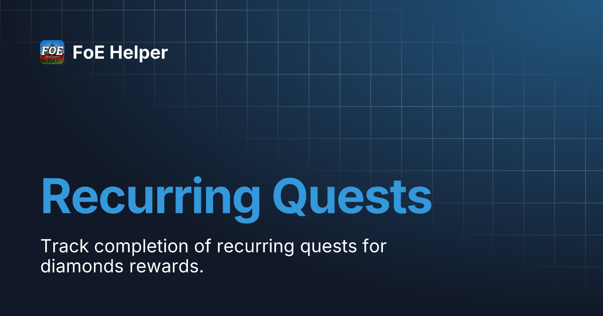Recurring Quests | FoE Helper