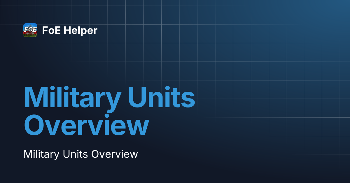 Military Units Overview | FoE Helper