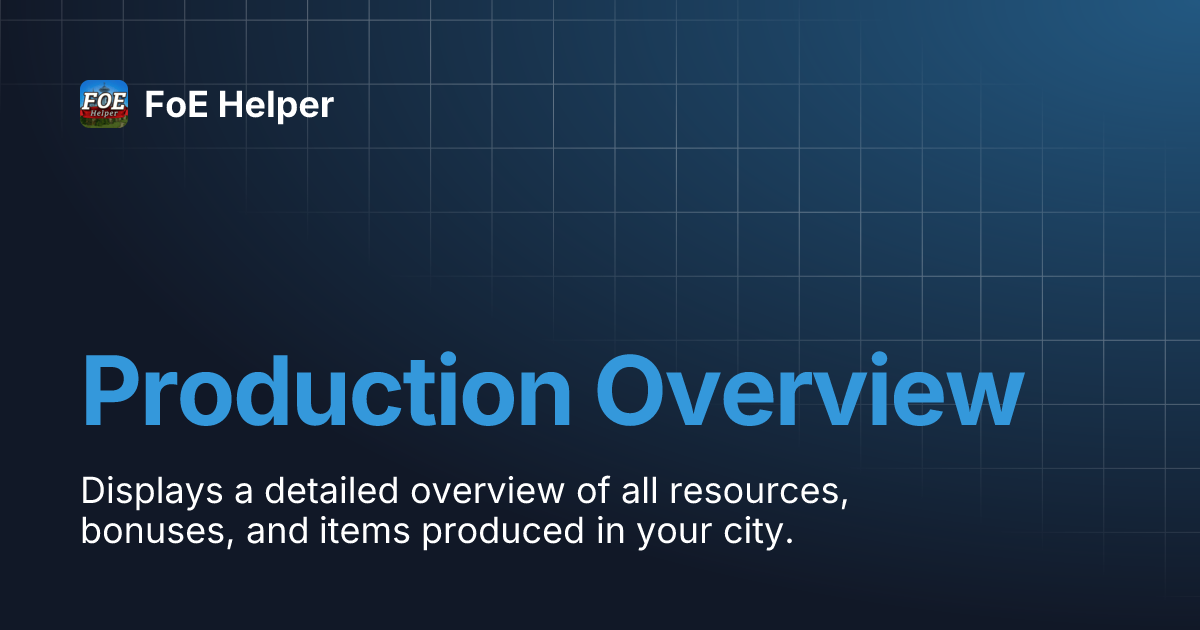 Production Overview | FoE Helper
