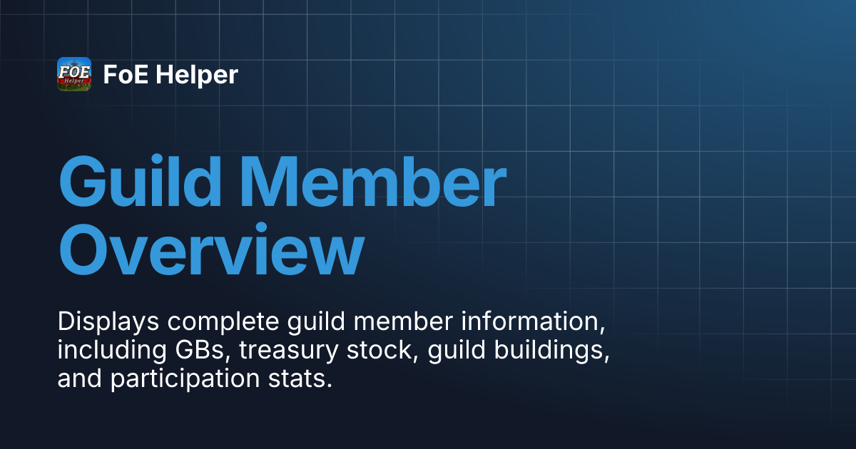Guild Member Overview | FoE Helper